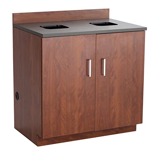 Safco Products 1704MH Modular Hospitality Breakroom Base Cabinet, Waste Management, 2 Door Compartment, Mahogany Base/Rustic Slate Top