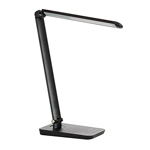 Safco Products 1001BL Vamp LED Modern ABS Desk Lamp with USB Port and Dimmer Switch, Black