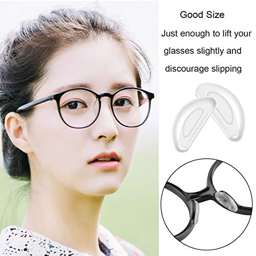 Eyeglass Nose Pads, Adhesive Anti-Slip Nose Pads, Soft Silicone Nose Pad Cushion for Glasses, Eyeglasses, Sunglasses, 12 Pairs(Clear)