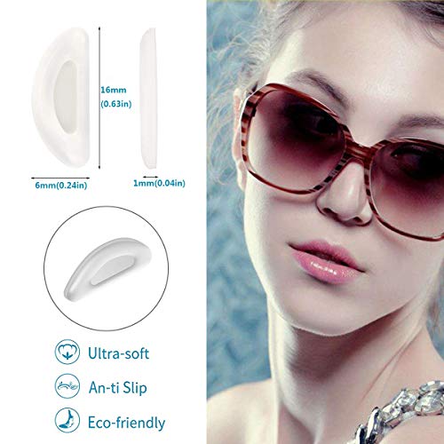 Eyeglass Nose Pads, Adhesive Anti-Slip Nose Pads, Soft Silicone Nose Pad Cushion for Glasses, Eyeglasses, Sunglasses, 12 Pairs(Clear)