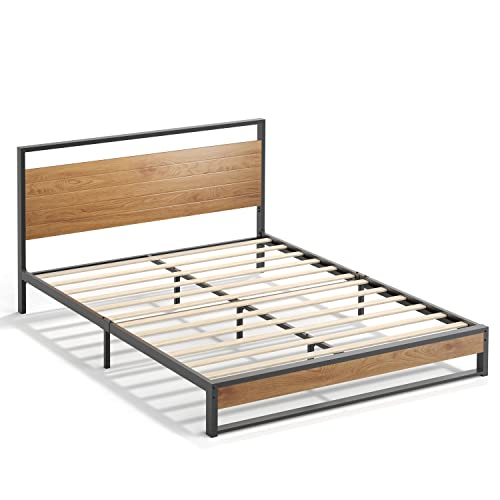 Nazhura Metal Queen Size Platform Bed Frame with Wood Headboard/Footboard (Queen (U.S. Standard))