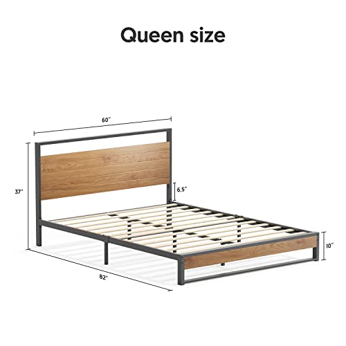 Nazhura Metal Queen Size Platform Bed Frame with Wood Headboard/Footboard (Queen (U.S. Standard))