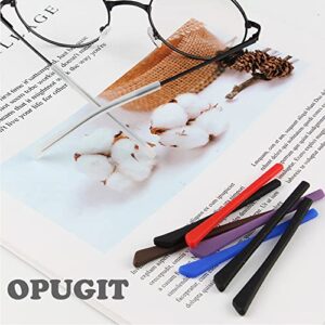 OPUGIT Eyeglass Replacement Temples, Silicone Eyeglass End Tips Ear Sock Pieces Tube Sleeve for Thin Metal Eyeglass Legs, 8 Pairs,Black/Brown