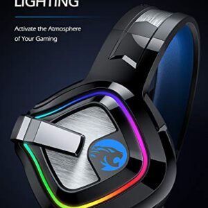 ZIUMIER Gaming Headset PS4 Headset, Xbox One Headset with Noise Canceling Mic and RGB Light, PC Headset with Stereo Surround Sound, Over-Ear Headphones for PC, PS4, PS5, Xbox One, Laptop