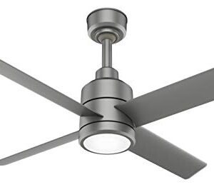 Hunter Trak Indoor / Outdoor Ceiling Fan with LED Light and Wall Control, 60", Silver