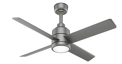 Hunter Trak Indoor / Outdoor Ceiling Fan with LED Light and Wall Control, 60", Silver