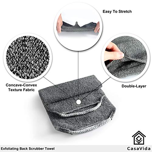 Back Scrubber for Shower Nylon Extended Length Bath Towel Shower Back Washer Exfoliating Washcloth Rear Scrub Japanese Stretchable Pull Strap Wash Cloth Exfoliating Scrub Washcloth 2 Pack by CasaVida