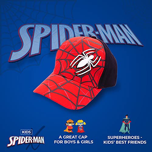 Marvel Spiderman Hat for Boys, Breathable Spiderman Baseball Cap for Toddlers, Boys Ages 3-9