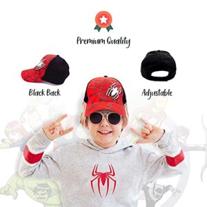 Marvel Spiderman Hat for Boys, Breathable Spiderman Baseball Cap for Toddlers, Boys Ages 3-9