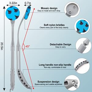 Back Brush Long Handle for Shower, 20.5” Back Bath Brush for Shower, Back Scrubber, Exfoliation and Improved Skin Health for Elderly with Limited Arm Movement, Disabled, Pregnant Women