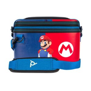 pdp gaming officially licensed switch pull-n-go travel case - mario - semi-hardshell protection - protective pu leather - holds 14 games & controller - works with switch oled & lite - perfect for kids