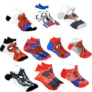 marvel spider-man socks for boys, 10 pairs low cut socks for boys ages 3-9