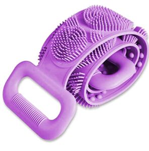 jwxstore silicone back scrubber for shower, silicone body scrubber, 34.5inch extra long bath body brush silicone back brush exfoliating body scrubber with handle for men women