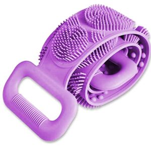 Jwxstore Silicone Back Scrubber for Shower, Silicone Body Scrubber, 34.5Inch Extra Long Bath Body Brush Silicone Back Brush Exfoliating Body Scrubber with Handle for Men Women