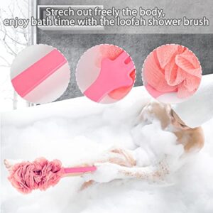 2Pack Back Scrubber for Shower, Evmliy Loofah Sponge Brush Exfoliating Body, Long Handle Scrub Brush for Shower with Loofah on a Stick for Back Use, Bathing Accessories Body Brushes (2Pack)