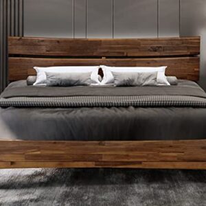 Acacia Aurora 14 Inch Wood Platform Bed, Bed Frame with Headboard, Queen Size Frame, Chocolate