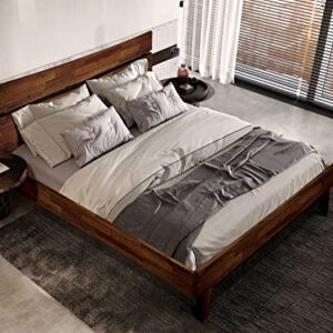 Acacia Aurora 14 Inch Wood Platform Bed, Bed Frame with Headboard, Queen Size Frame, Chocolate