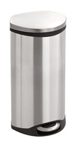 safco products 9902ss ellipse step-on trash can, 7 1/2-gallon, stainless steel,silver, 26.5" x 15" x 13.5"