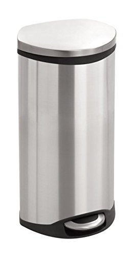 Safco Products 9902SS Ellipse Step-On Trash Can, 7 1/2-Gallon, Stainless Steel,Silver, 26.5" x 15" x 13.5"