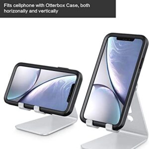 OMOTON Adjustable Cell Phone Stand, C2 Aluminum Desktop Phone Dock Holder Compatible with iPhone 11 Pro, SE, XR, 8 Plus 7 6, Samsung Galaxy, Google Pixel and More, Silver