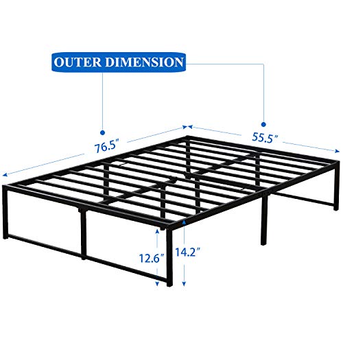 VECELO 14" Platform Bed Frame/Mattress Foundation/No Box Spring needed/Steel Slat Support (Full Size), Black