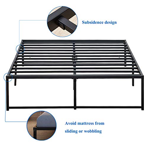 VECELO 14" Platform Bed Frame/Mattress Foundation/No Box Spring needed/Steel Slat Support (Full Size), Black