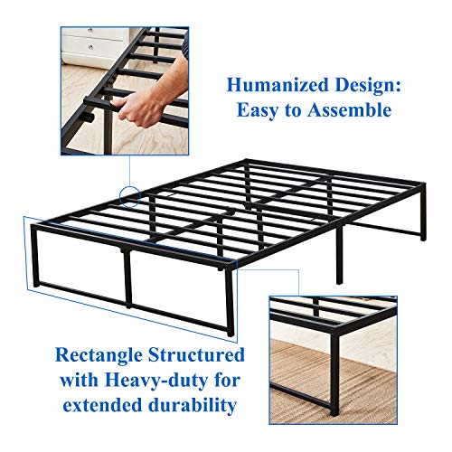 VECELO 14" Platform Bed Frame/Mattress Foundation/No Box Spring needed/Steel Slat Support (Full Size), Black