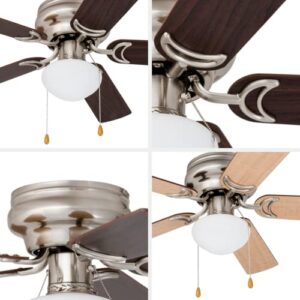 Prominence Home 80029-01 Alvina Led Globe Light Hugger/Low Profile Ceiling Fan, 42 inches, Satin Nickel