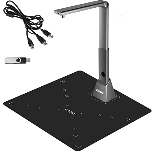 VEVOR Document Camera, 10 Megapixel Lens & A3-Size, Book & Document Scanner w/LED Lights, Portable Scanner for Live Demo, Web Conferencing, Distance Learning, Remote Teaching