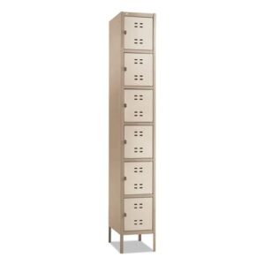 safco steel locker, box locker, 6-door, tan