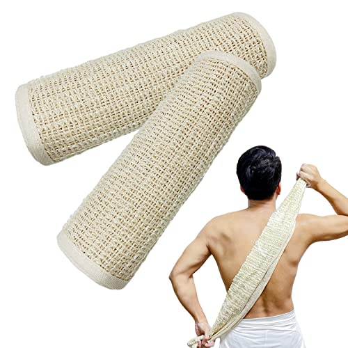 Extra Long Exfoliating Body Scrubber Natural Loofah Back Scrubber for Shower Double-Sided Exfoliating Washcloth for Women & Men Bath Scrub Cloth Deep Clean Shower Towels