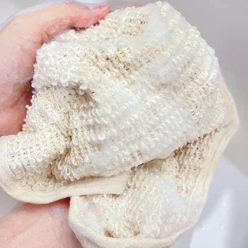 Extra Long Exfoliating Body Scrubber Natural Loofah Back Scrubber for Shower Double-Sided Exfoliating Washcloth for Women & Men Bath Scrub Cloth Deep Clean Shower Towels