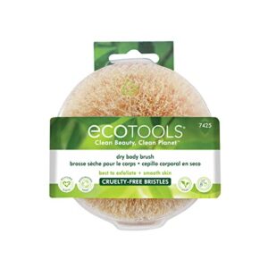 ecotools dry body brush, for post shower & bath skincare routine, removes dirt & promotes blood circulation, helps reduce appearance of cellulite, eco-friendly, vegan & cruelty-free, 1 count