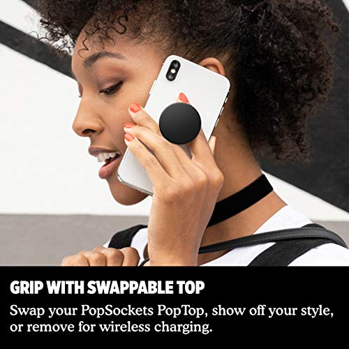 PopSockets: Phone Grip with Expanding Kickstand, Pop Socket for Phone - Aluminum Black