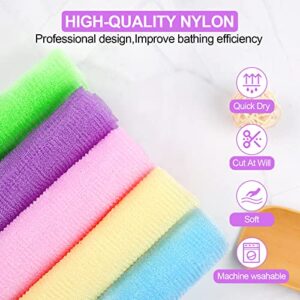 5 Piece 35 inches exfoliating Bath Towels, Korean Body Back Scrubber Shower Towel Japanese Bath Scrub Cloth Beauty Skin Bath Towel, Nylon Shower Towel Body Scrubber loofah for Men and Women