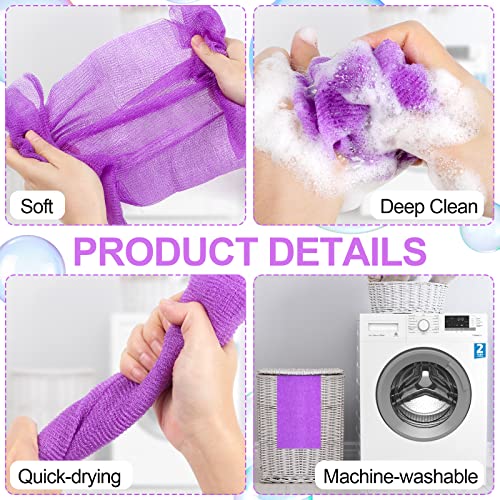 5 Piece 35 inches exfoliating Bath Towels, Korean Body Back Scrubber Shower Towel Japanese Bath Scrub Cloth Beauty Skin Bath Towel, Nylon Shower Towel Body Scrubber loofah for Men and Women