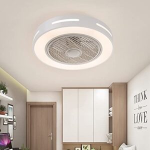 Bedroom Modern Ceiling Fan with Light Low Profile Ceiling Fan, 20" Flush Mount Ceiling Fan with Lights Remote 3 Colors Dimmable LED 3 Speeds 5 Blades Enclose Ceiling Fans for Indoor (Style E)