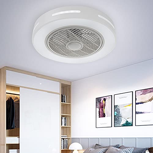 Bedroom Modern Ceiling Fan with Light Low Profile Ceiling Fan, 20" Flush Mount Ceiling Fan with Lights Remote 3 Colors Dimmable LED 3 Speeds 5 Blades Enclose Ceiling Fans for Indoor (Style E)