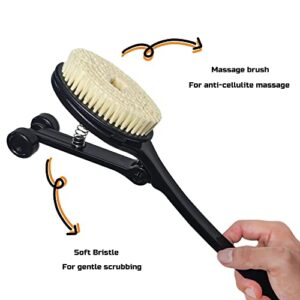 Back Scrubber for Shower - 23” Bath Brush Long Handle for Shower, for Elderly, Detachable Curved Back Scrubber, Back Brush for Disabled with Limited Arm Movement, Frozen Shoulder, Men and Women