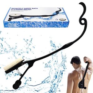 Back Scrubber for Shower - 23” Bath Brush Long Handle for Shower, for Elderly, Detachable Curved Back Scrubber, Back Brush for Disabled with Limited Arm Movement, Frozen Shoulder, Men and Women