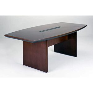 safco corsica 6' boat shaped conference table with slab base in mahogany