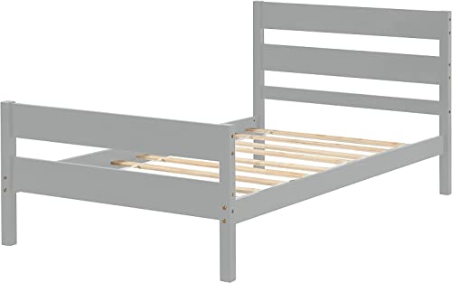 Pvillez Twin Bed Frames, Wood Twin Bed Frame with Headboard and Footboard Kids Bed Frame,Twin Wooden Bedframes Platform with Storage for Girls Boy No Box Spring Needed (Gray)