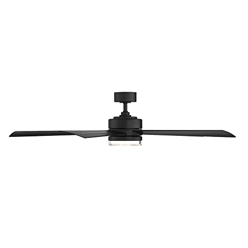 Wynd Smart Indoor and Outdoor 5-Blade Ceiling Fan 60in Matte Black with 3000K LED Light Kit and Remote Control works with Alexa, Google Assistant, Samsung Things, and iOS or Android App