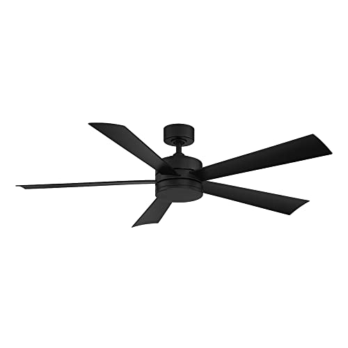 Wynd Smart Indoor and Outdoor 5-Blade Ceiling Fan 60in Matte Black with 3000K LED Light Kit and Remote Control works with Alexa, Google Assistant, Samsung Things, and iOS or Android App