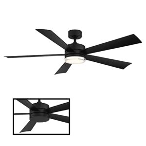 Wynd Smart Indoor and Outdoor 5-Blade Ceiling Fan 60in Matte Black with 3000K LED Light Kit and Remote Control works with Alexa, Google Assistant, Samsung Things, and iOS or Android App