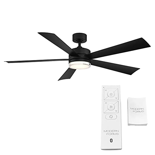 Wynd Smart Indoor and Outdoor 5-Blade Ceiling Fan 60in Matte Black with 3000K LED Light Kit and Remote Control works with Alexa, Google Assistant, Samsung Things, and iOS or Android App