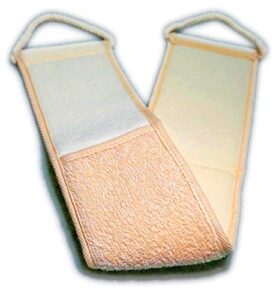 natural linen exfoliating spa back scrubber for shower for men and women, deep clean & invigorate your skin