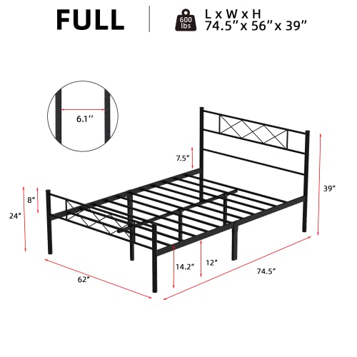 Aolthin Metal Platform Bed Frame, 12 "Metal Bed Frame Base Storage, no Box Springs Required, Easy to Assemble, Full