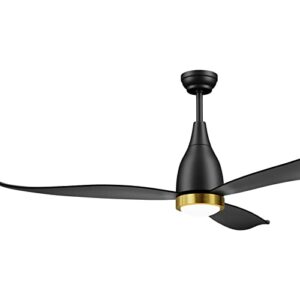 leeaglegry 52 inch black ceiling fan with lights and remote, black and gold ceiling fans with dimmable led light, 3 blade modern fan, quiet dc motor tri-color for bedroom living dining room