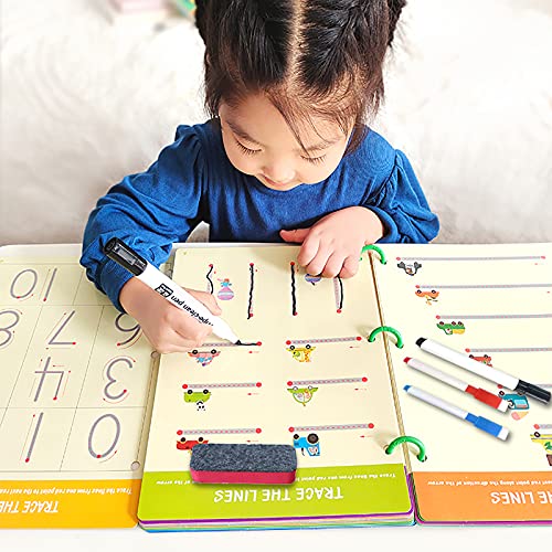 Preschool Learning Activities for 2 Year Olds, Toddler Learning Activities with 4 Dry Erase Markers, Preschool Classroom Must Haves Montessori Educational Toys for 2 3 4 Years Kindergarten Workbooks